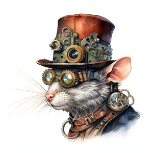 Steampunk Rat Clipart - 12 High Quality Jpgs - Instant Download - Card ...