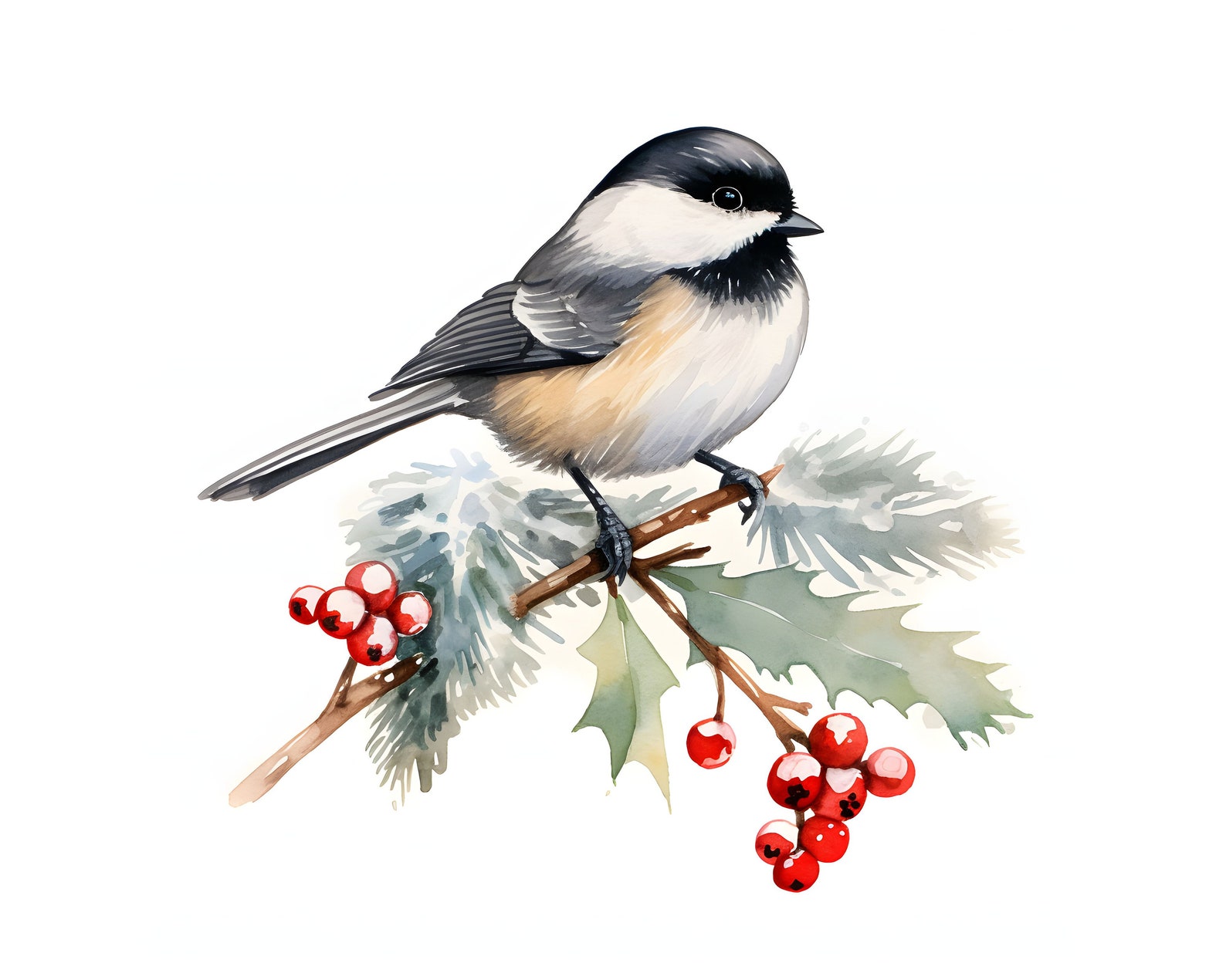 Snowy Black-capped Chickadee Clipart 12 Quality Jpgs Instant Download ...