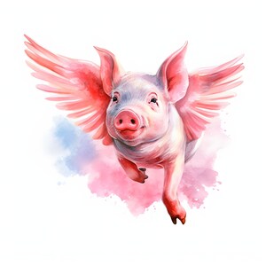 Flying Pink Pig Clipart - 12 High Quality Jpgs - Instant Download ...