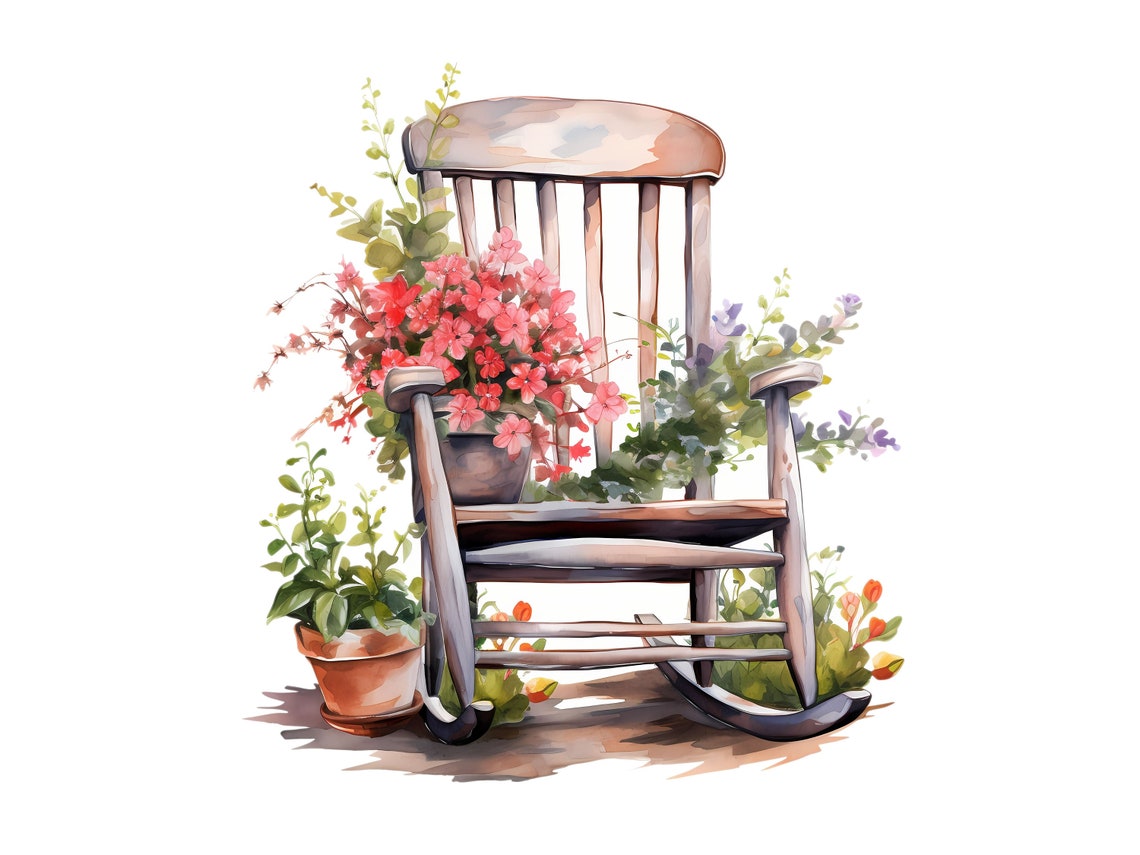 Rustic Rocking Chair Clipart - 12 High Quality Jpgs - Instant Download ...