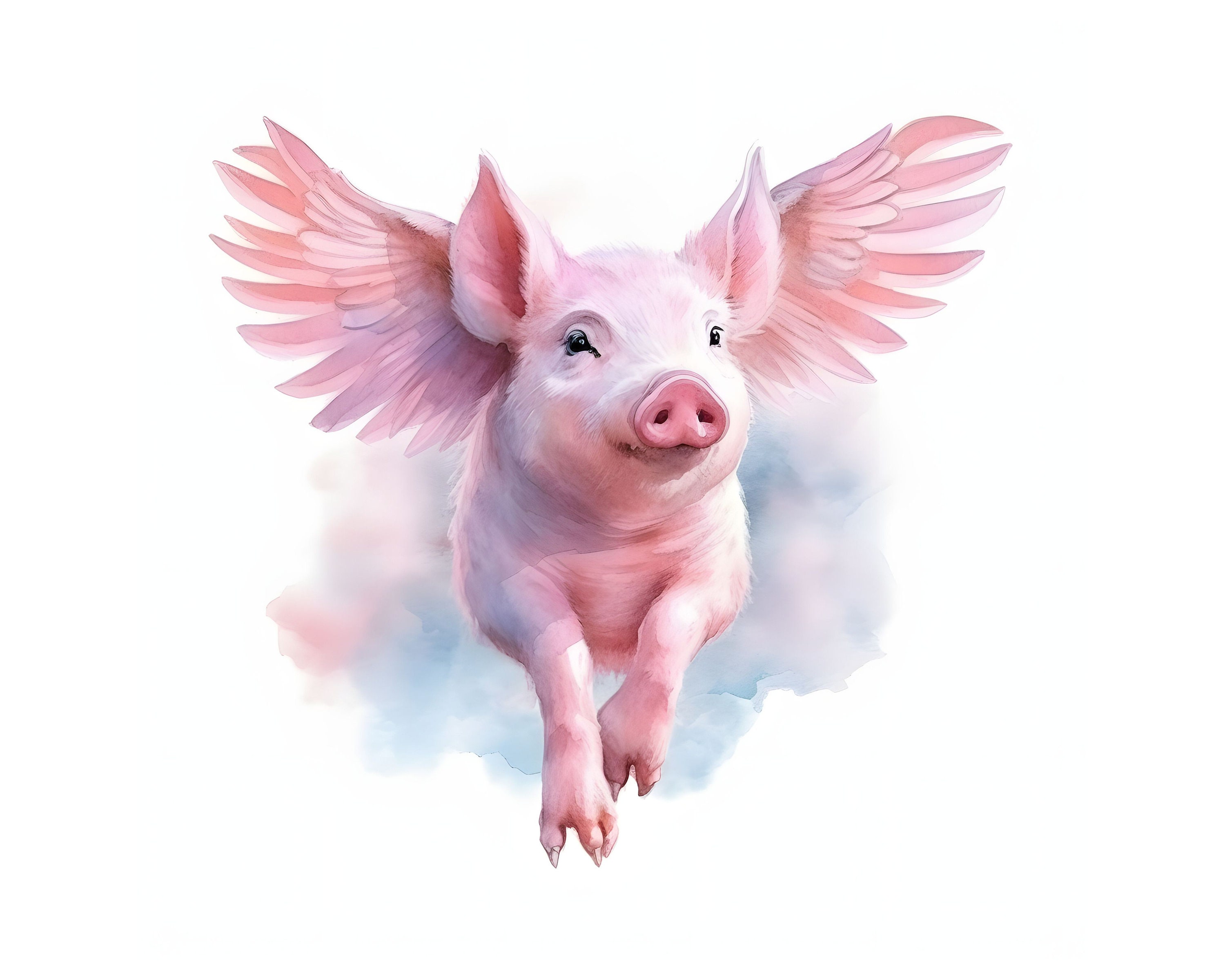Flying Pink Pig Clipart - 12 High Quality Jpgs - Instant Download ...