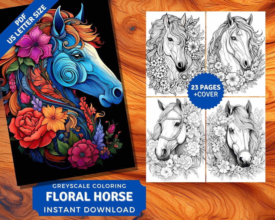 Floral Horse Coloring Pages | Downloadable Printable for Kids and ...