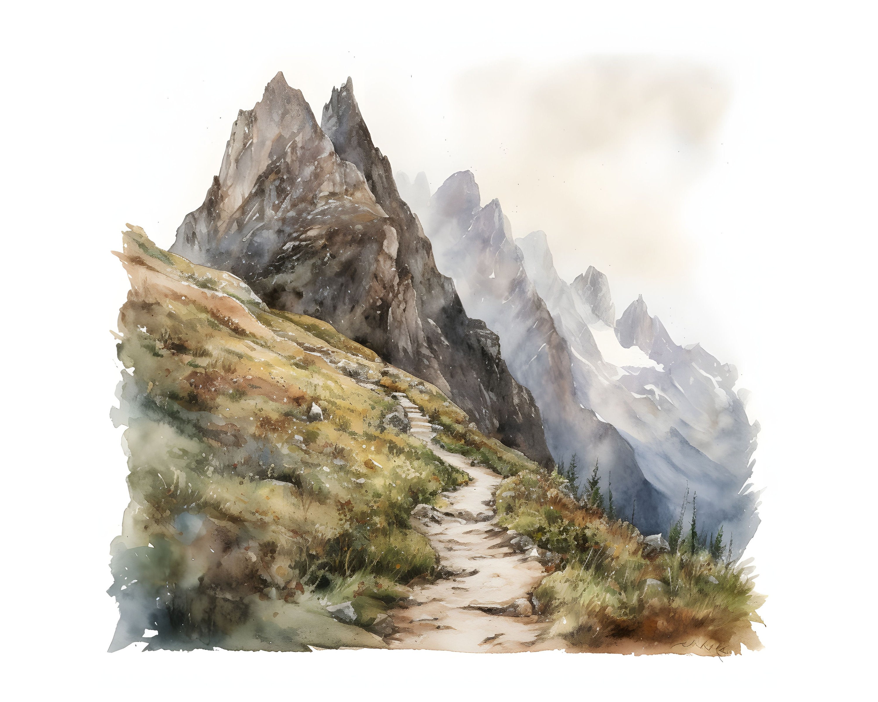 Mountain Ridge Path Clipart 12 High Quality Jpgs Instant - Etsy