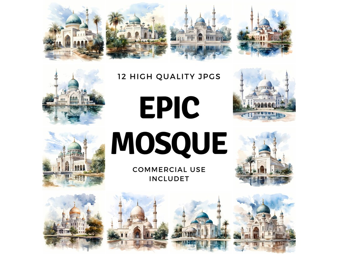 Epic Mosque Clipart - 12 High Quality Jpgs - Instant Download - Card ...