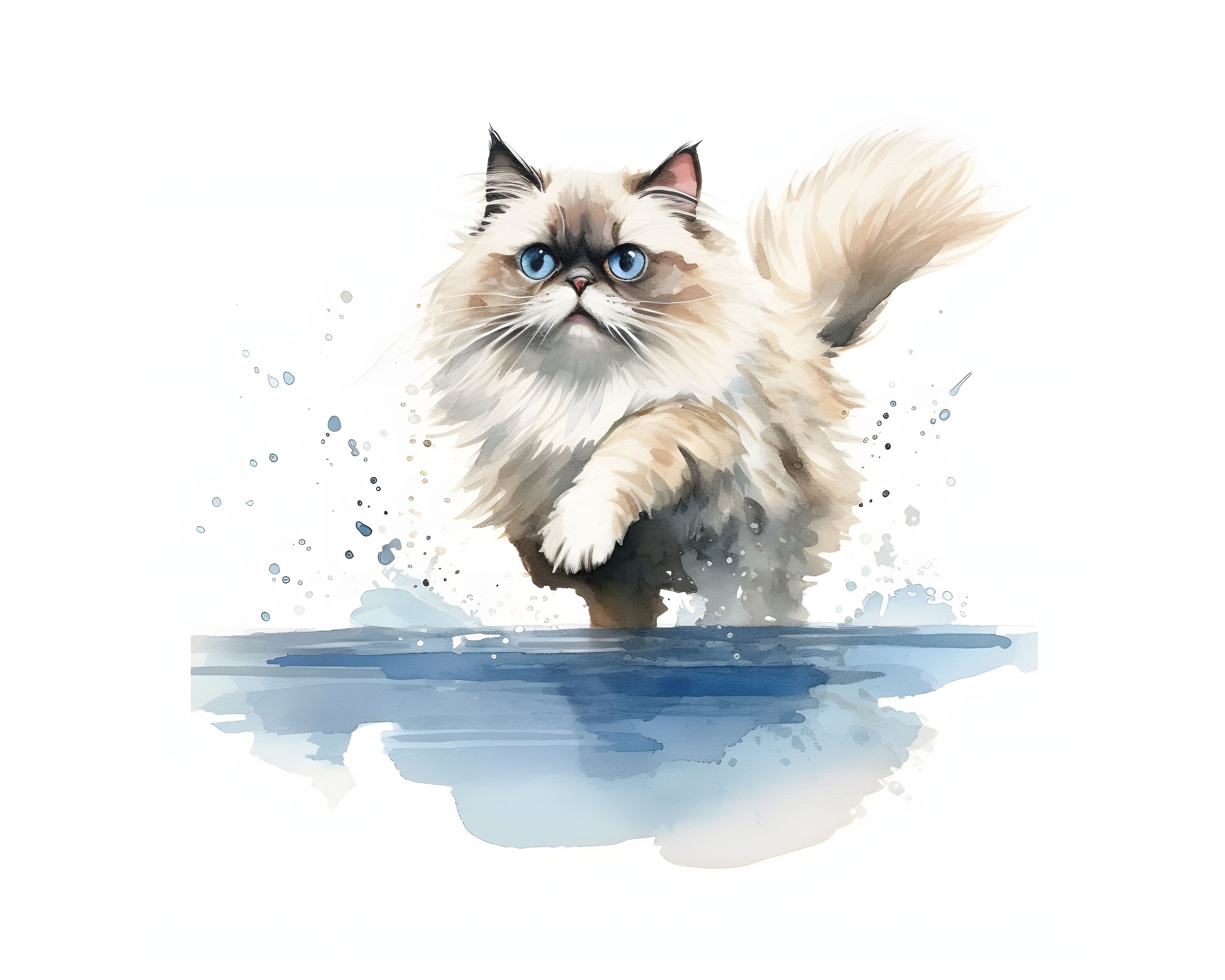 Watercolor Himalayan Cat Jumping Clipart Cat Sleeping for Scrapbooking ...