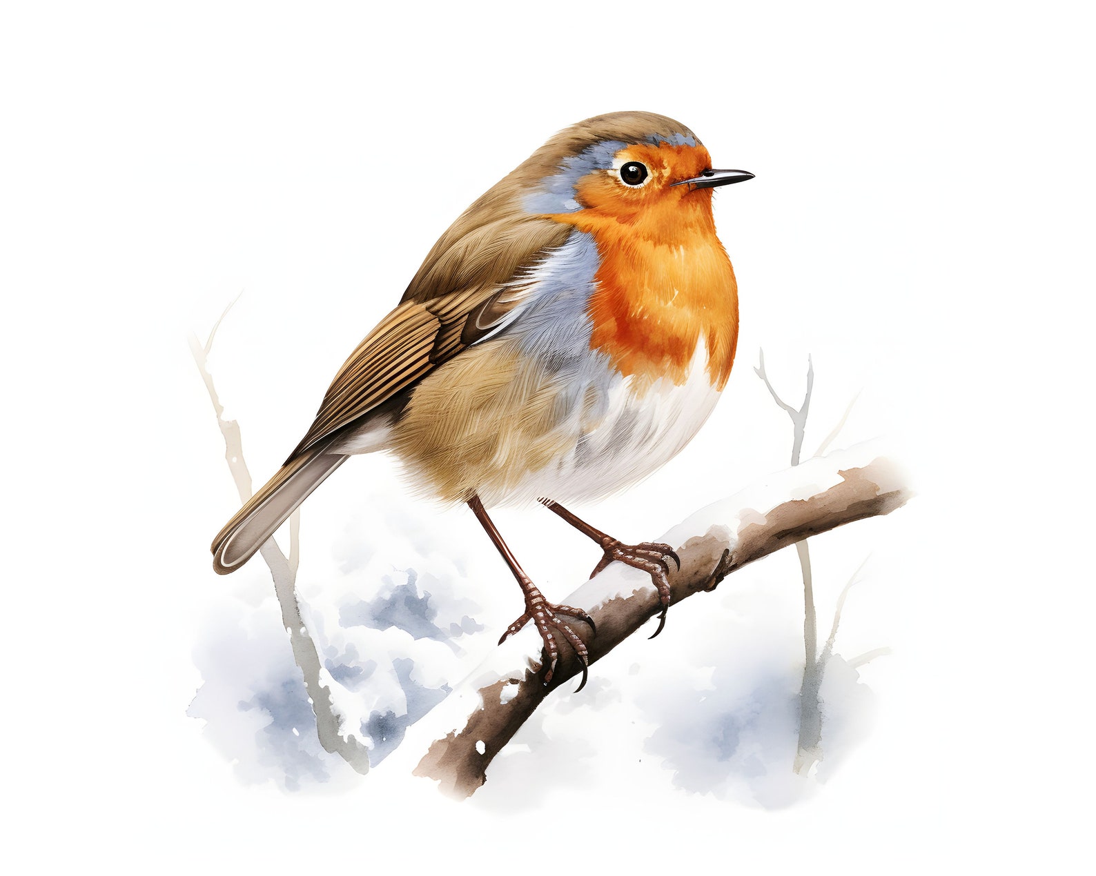 Snowy European Robins Clipart 12 High Quality Jpgs Instant Download ...