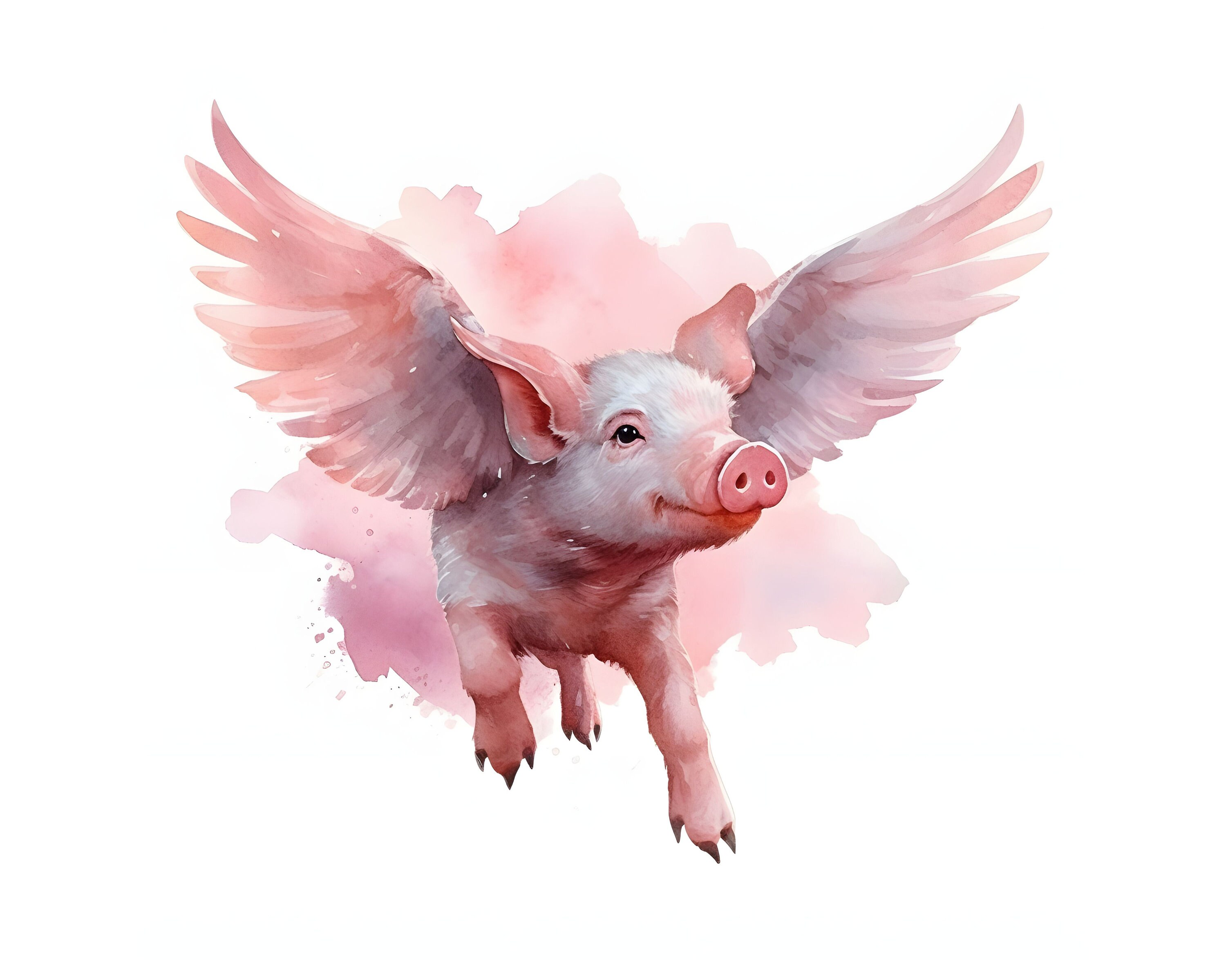 Flying Pink Pig Clipart - 12 High Quality Jpgs - Instant Download ...