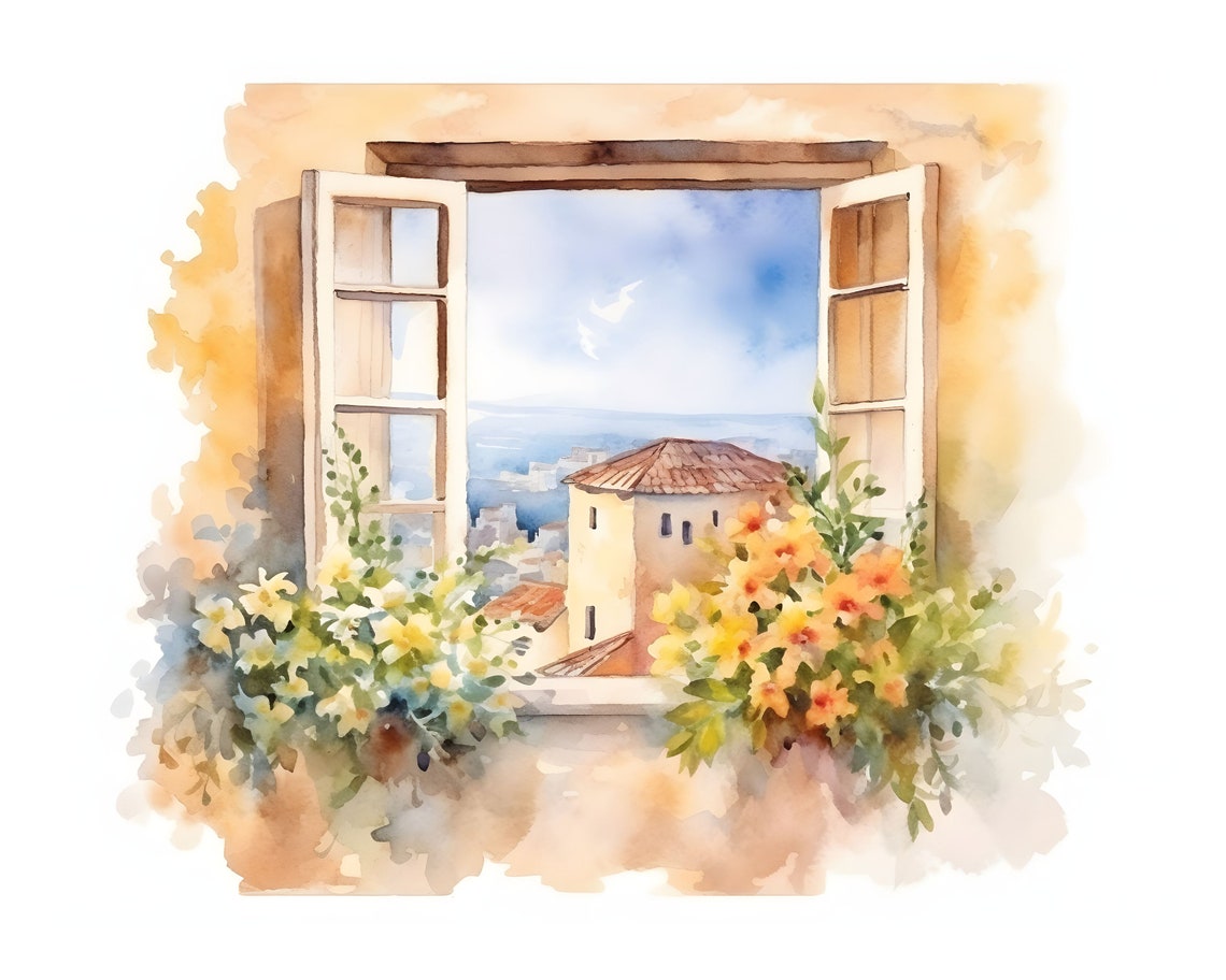 Window Flowers Clipart 12 High Quality Jpgs Instant - Etsy