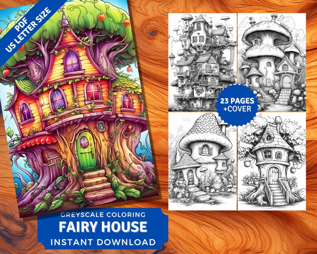 Fairy House Coloring Pages | Printable Pages for Kids and Adults ...