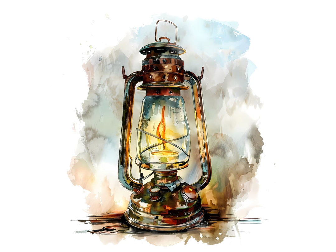 Beautiful Vintage Oil Lamp Clipart - 12 High Quality Jpgs - Instant ...