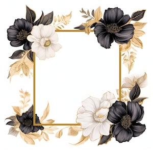 Black and Gold Frames Clipart - 12 High Quality Jpgs - Instant Download ...
