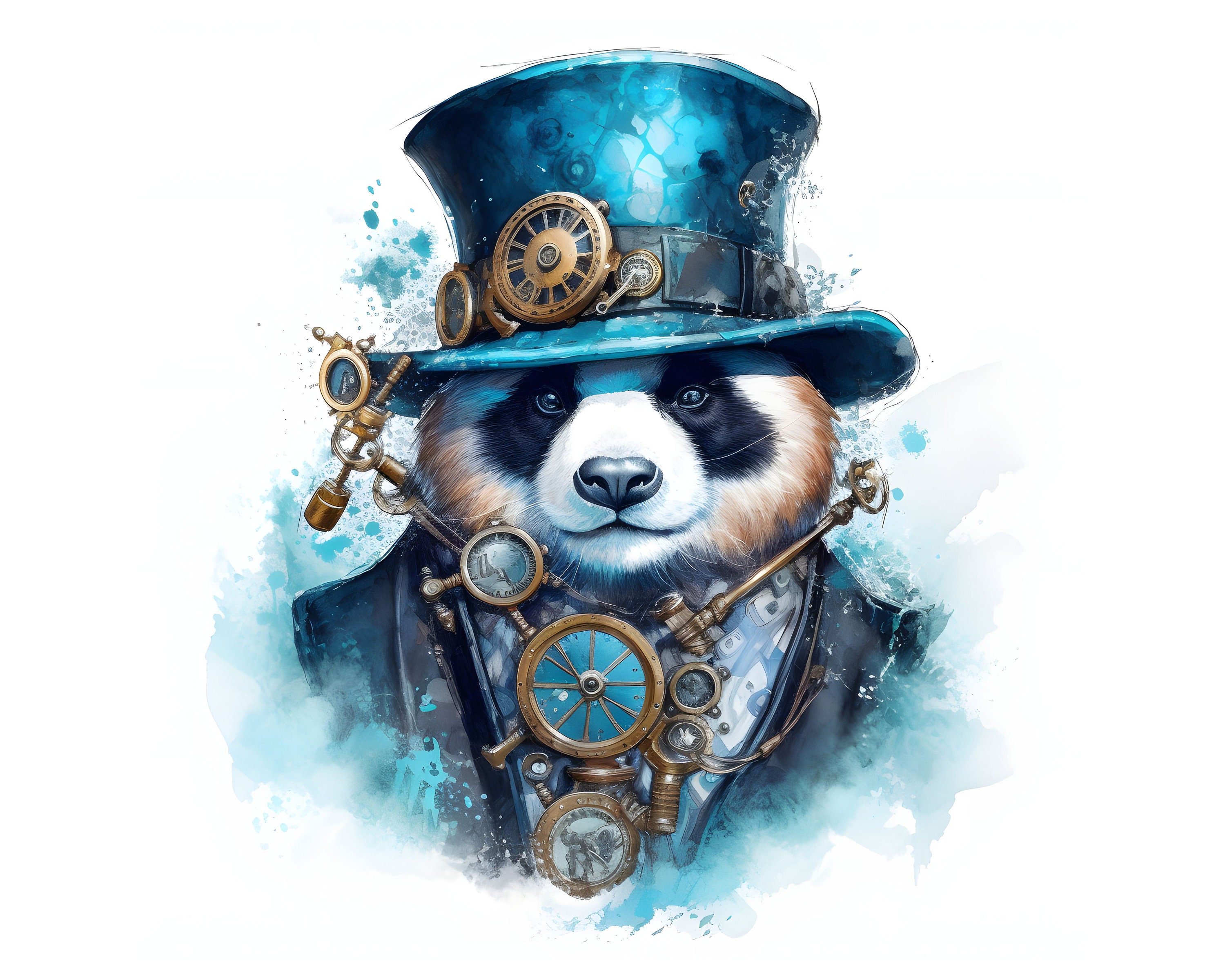 Steampunk Panda Clipart - 12 High Quality Jpgs - Instant Download ...