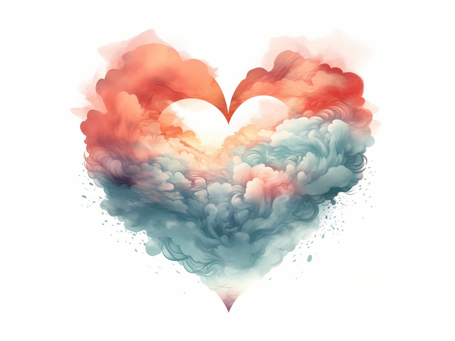 Heart of Clouds Clipart: Watercolor Sky Jpgs (digital Download) - Etsy