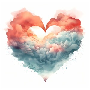 Heart of Clouds Clipart: Watercolor Sky Jpgs (digital Download) - Etsy