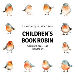 Children's Book Robin Clipart - 12 High Quality Jpgs - Instant Download ...