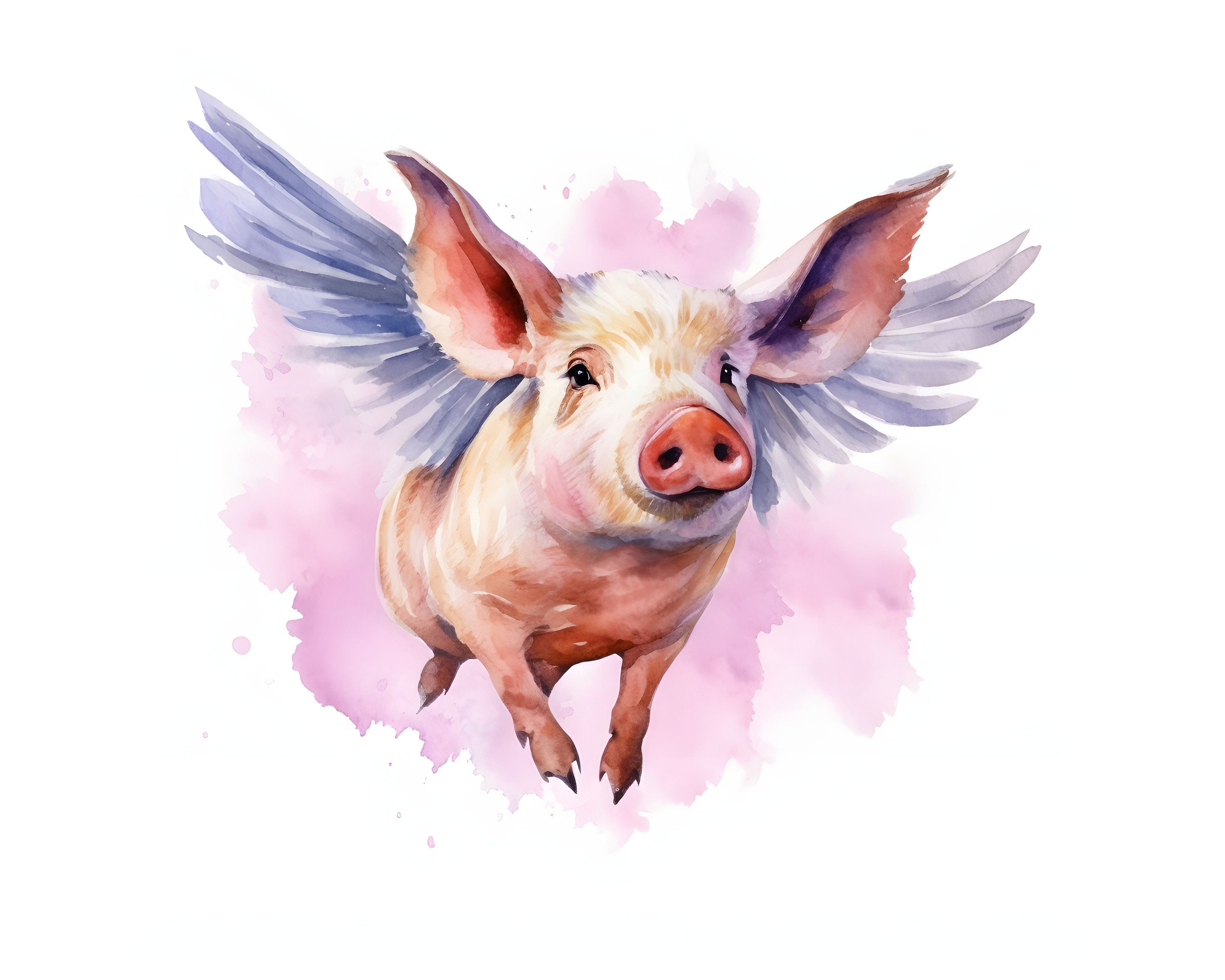 Flying Pink Pig Clipart - 12 High Quality Jpgs - Instant Download ...