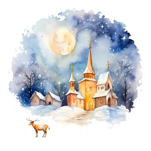 Misty Christmas Village Clipart - 12 High Quality Jpgs - Instant ...