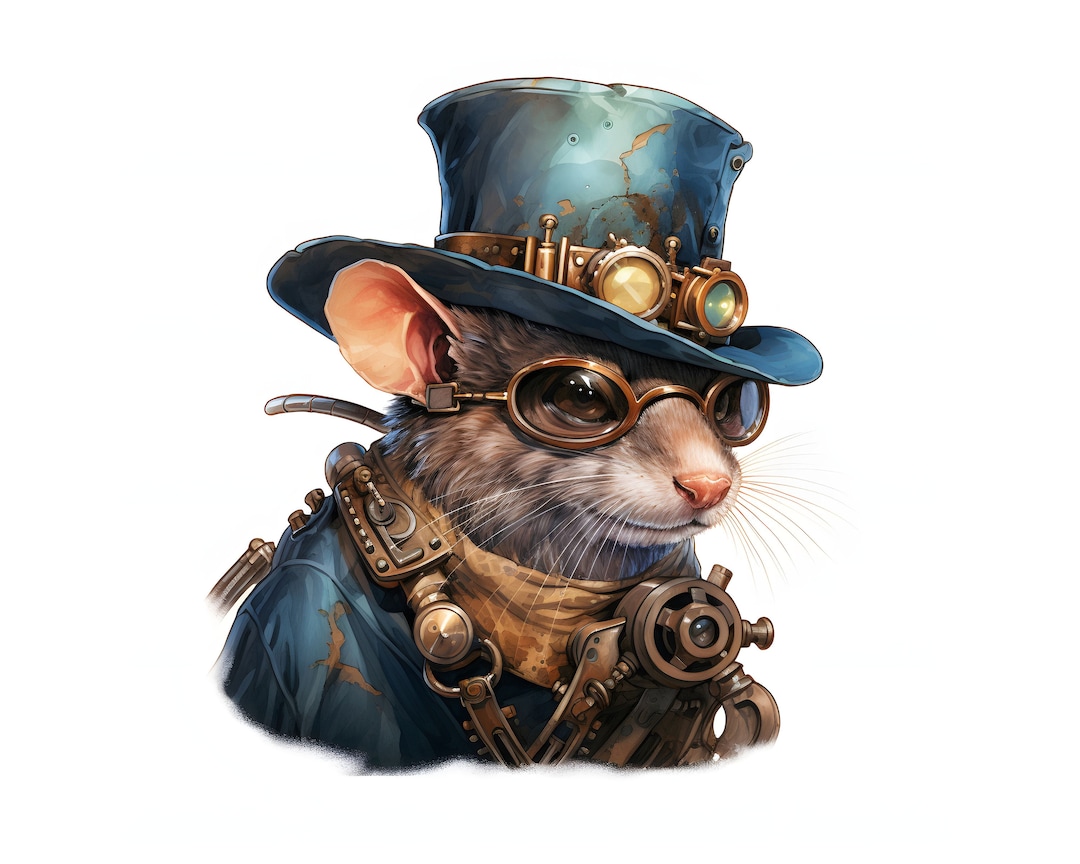 Steampunk Rat Clipart - 12 High Quality Jpgs - Instant Download - Card ...
