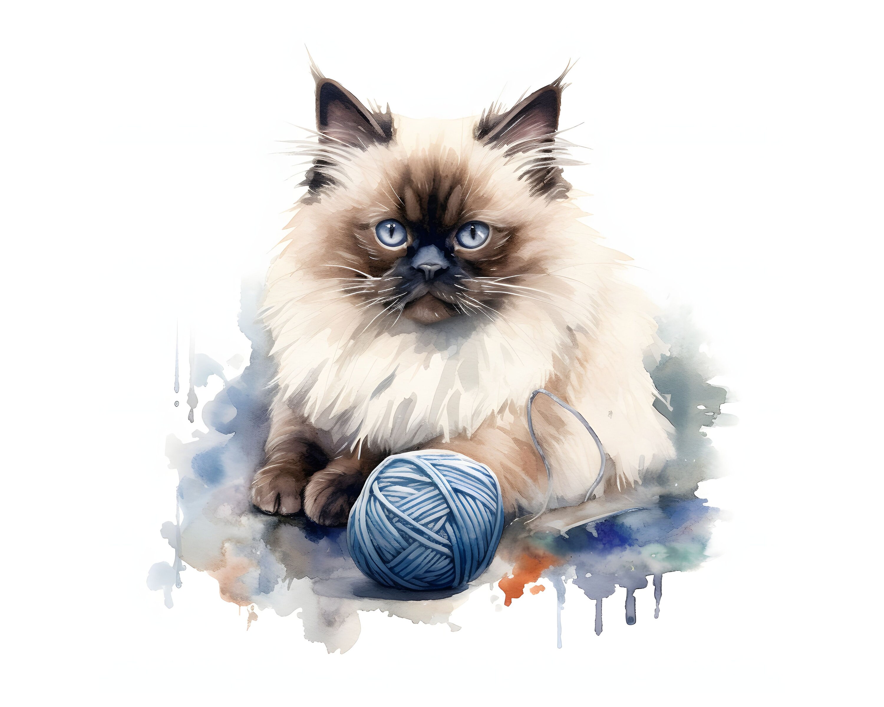 Watercolor Himalayan Cat Jumping Clipart Cat Sleeping for Scrapbooking ...