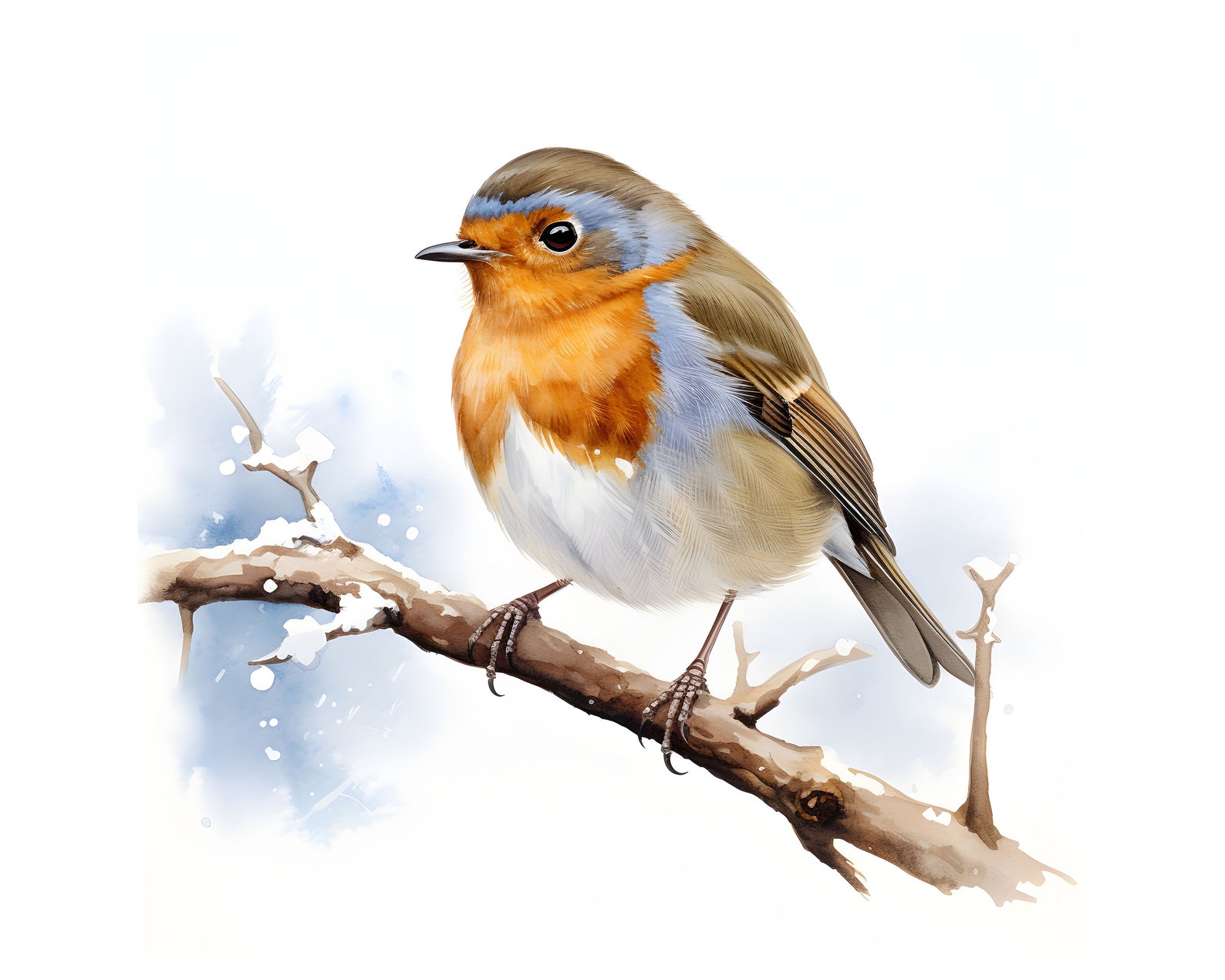 Snowy European Robins Clipart - 12 High Quality Jpgs - Instant Download ...