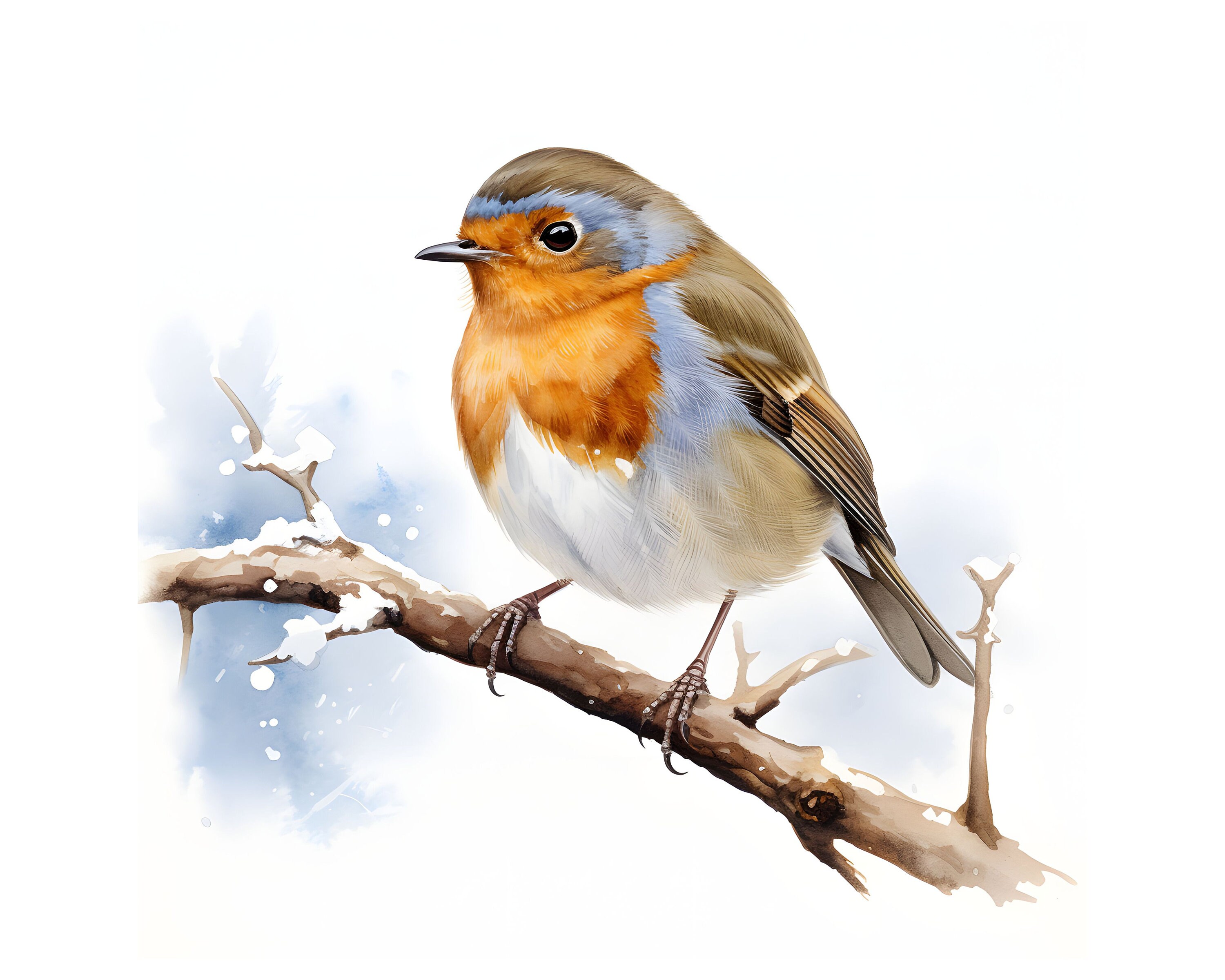 Snowy European Robins Clipart 12 High Quality Jpgs Instant Download ...