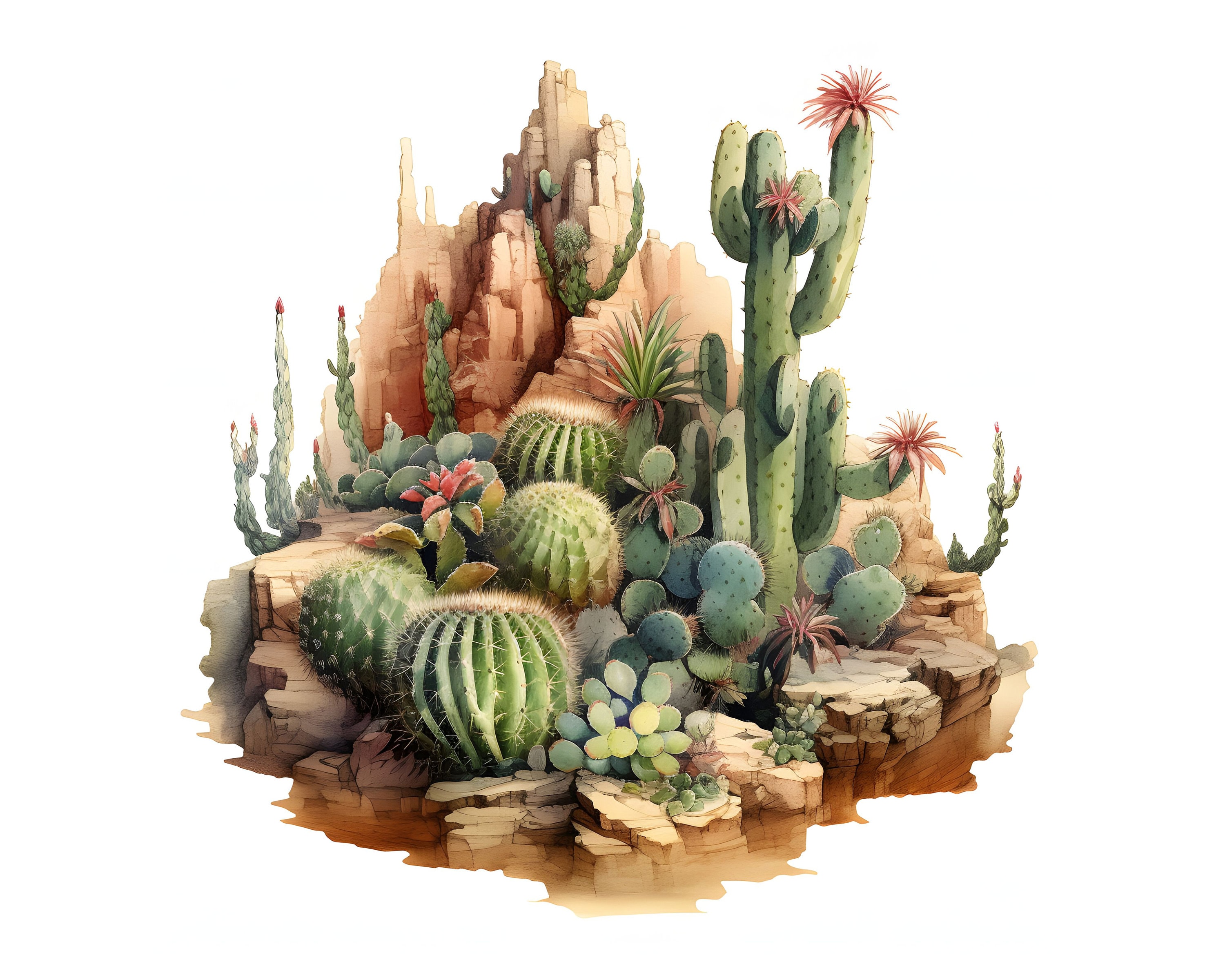 Desert Cactus Clipart 12 High Quality Jpgs Instant - Etsy