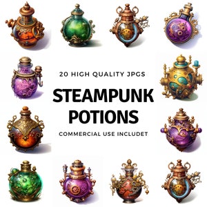 Steampunk Potion Clipart - 12 High Quality Jpgs - Instant Download ...