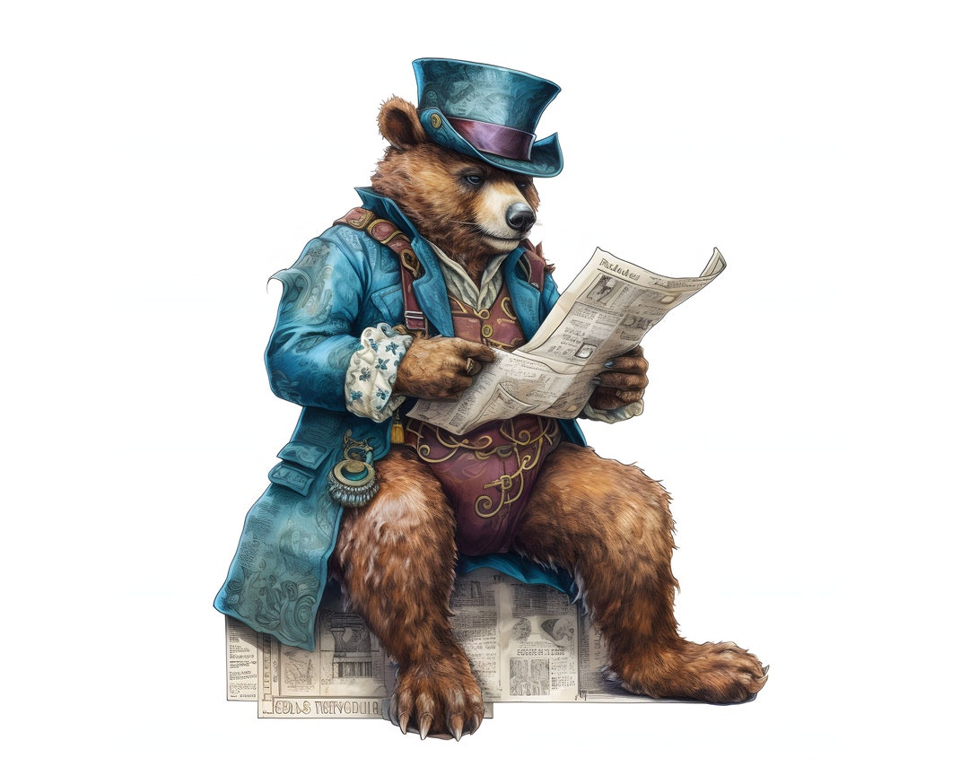 Steampunk Bear Clipart - 12 High Quality Jpgs - Instant Download - Card ...