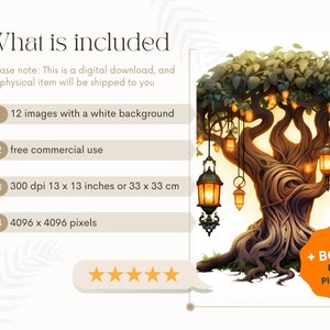 Magical Tree Clipart - 12 High Quality Jpgs - Instant Download - Card ...