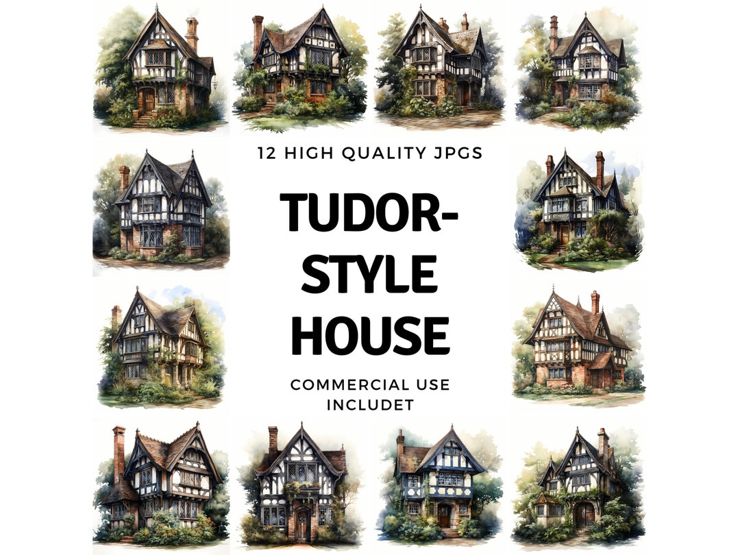 Tudor-style House Clipart - 12 High Quality Jpgs - Instant Download ...