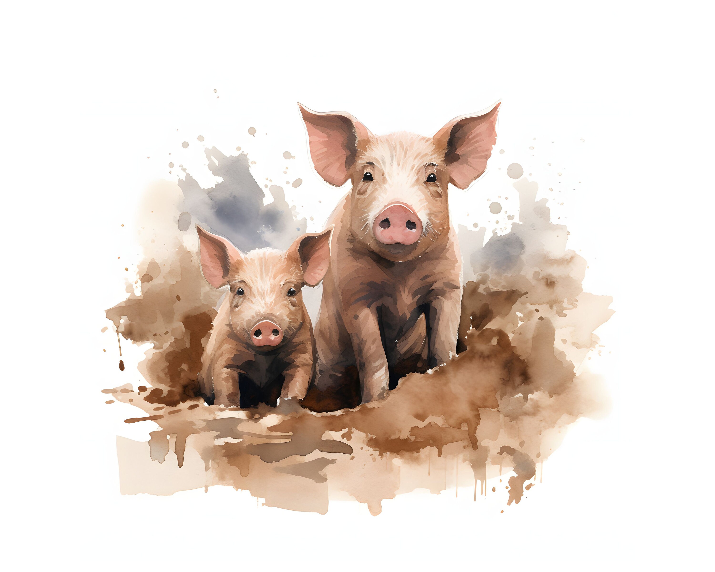 Pigs in the Mud Clipart 12 High Quality Jpgs Instant - Etsy