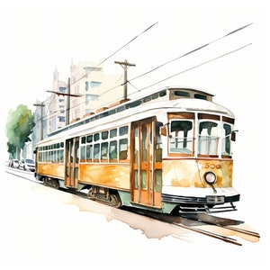 Street Trolley Clipart - 12 High Quality Jpgs - Instant Download - Card ...