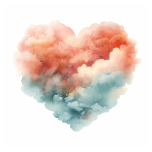 Heart of Clouds Clipart: Watercolor Sky Jpgs (digital Download) - Etsy