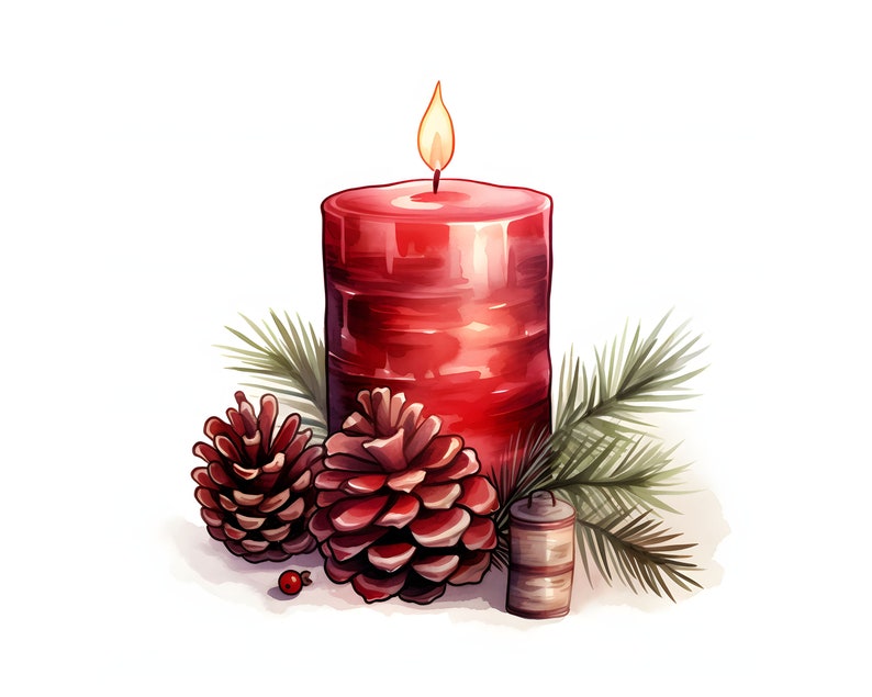 Red Candle Clipart - 12 High Quality Jpgs - Instant Download - Card ...