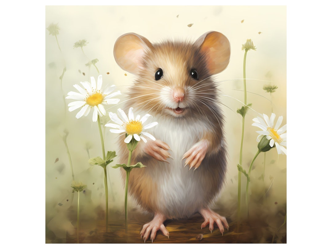Mouse With Daisies Clipart - 12 High Quality Jpgs - Instant Download ...