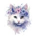 Floral White Cat Watercolor Clipart Floral Feline Portraits, PNG Images ...
