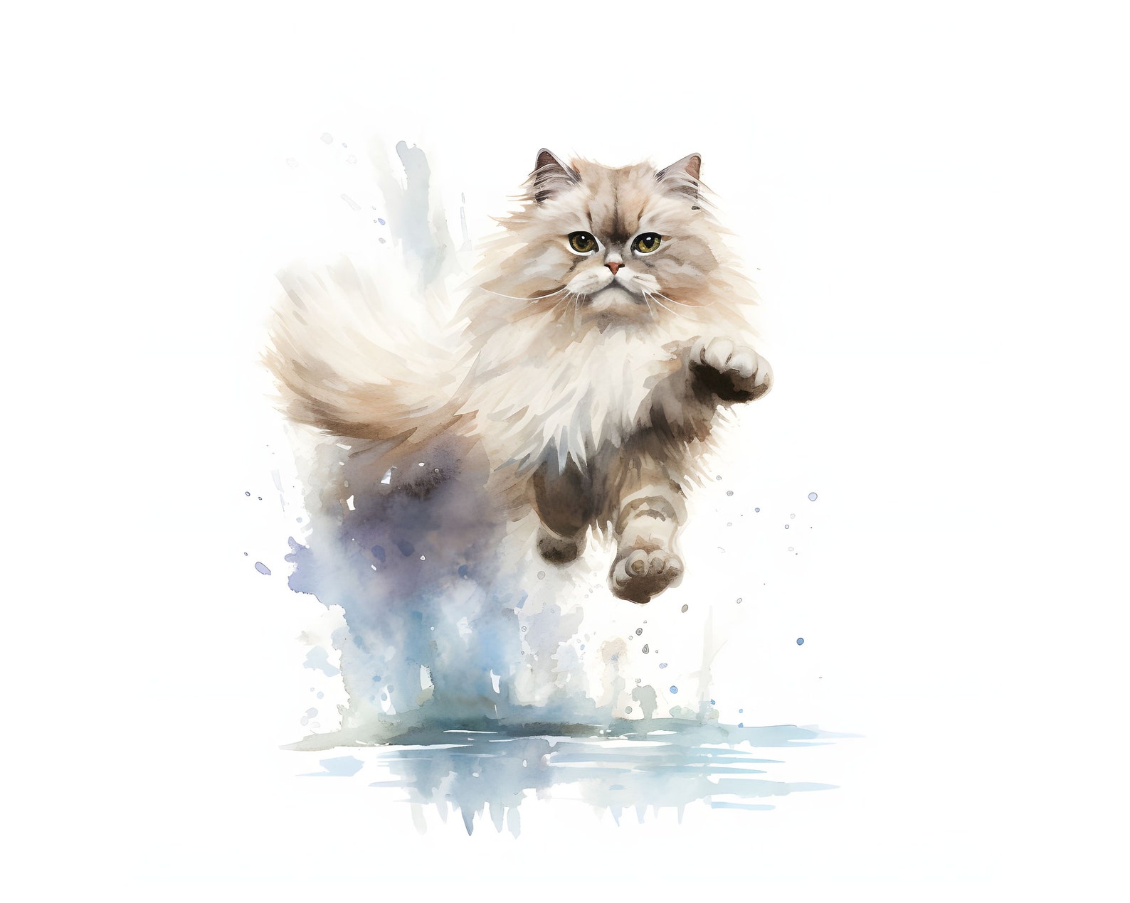 Watercolor Himalayan Cat Jumping Clipart Cat Sleeping for Scrapbooking ...