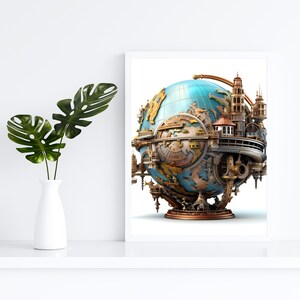 Steampunk Globe Clipart - 12 High Quality Jpgs - Instant Download ...