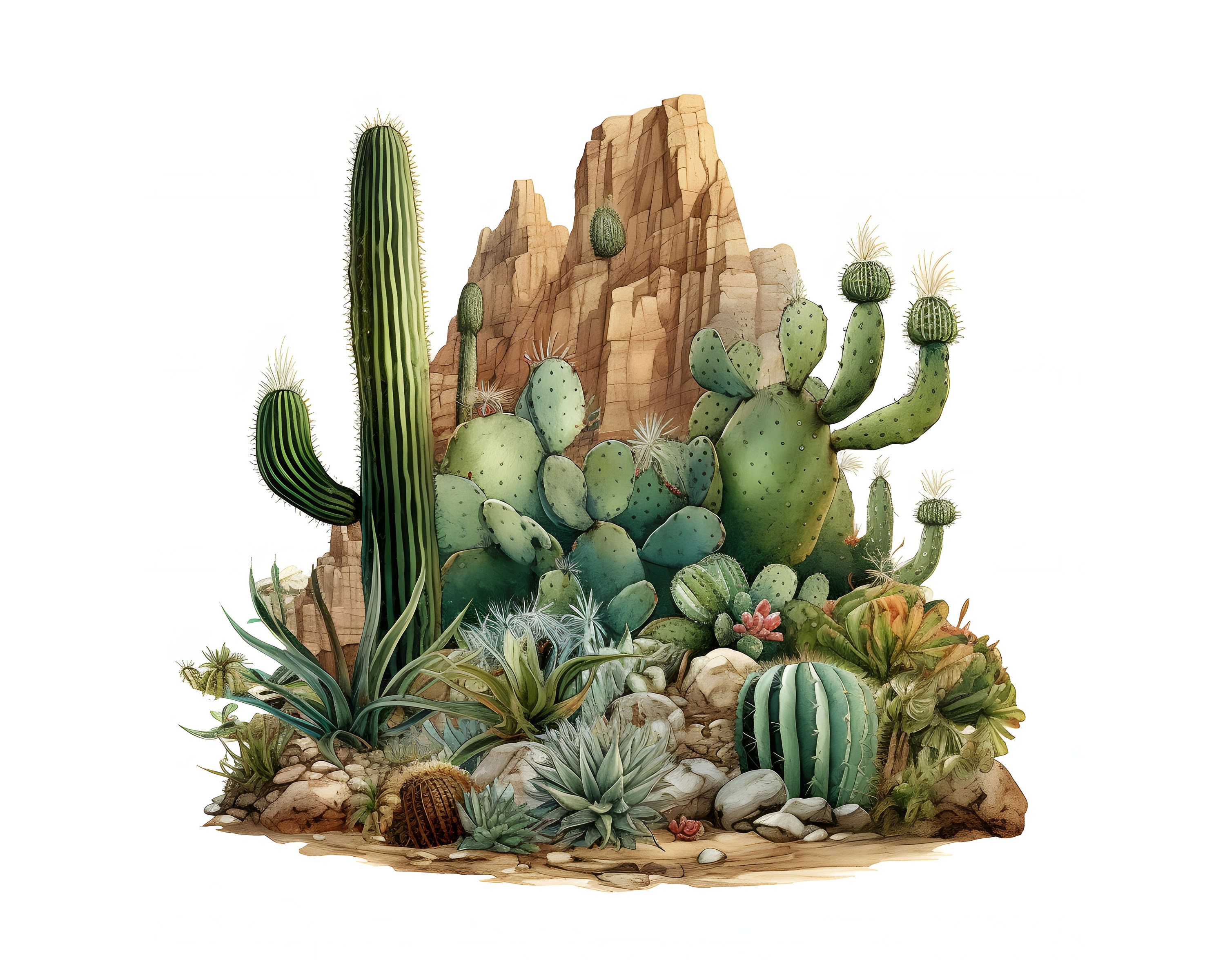 Desert Cactus Clipart 12 High Quality Jpgs Instant - Etsy
