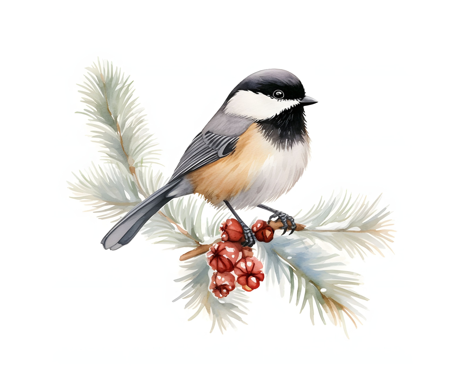 Snowy Black-capped Chickadee Clipart - 12 Quality Jpgs - Instant ...