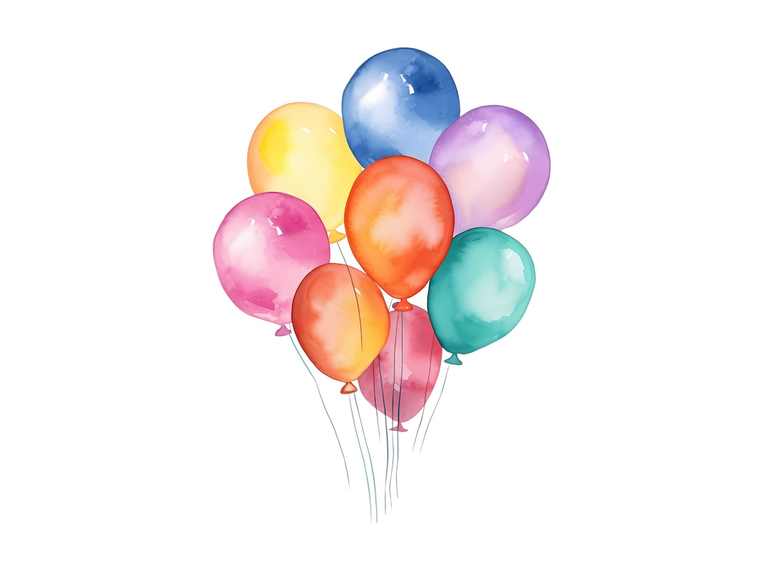 Watercolor Balloons Clipart - 12 High Quality Jpgs - Instant Download ...