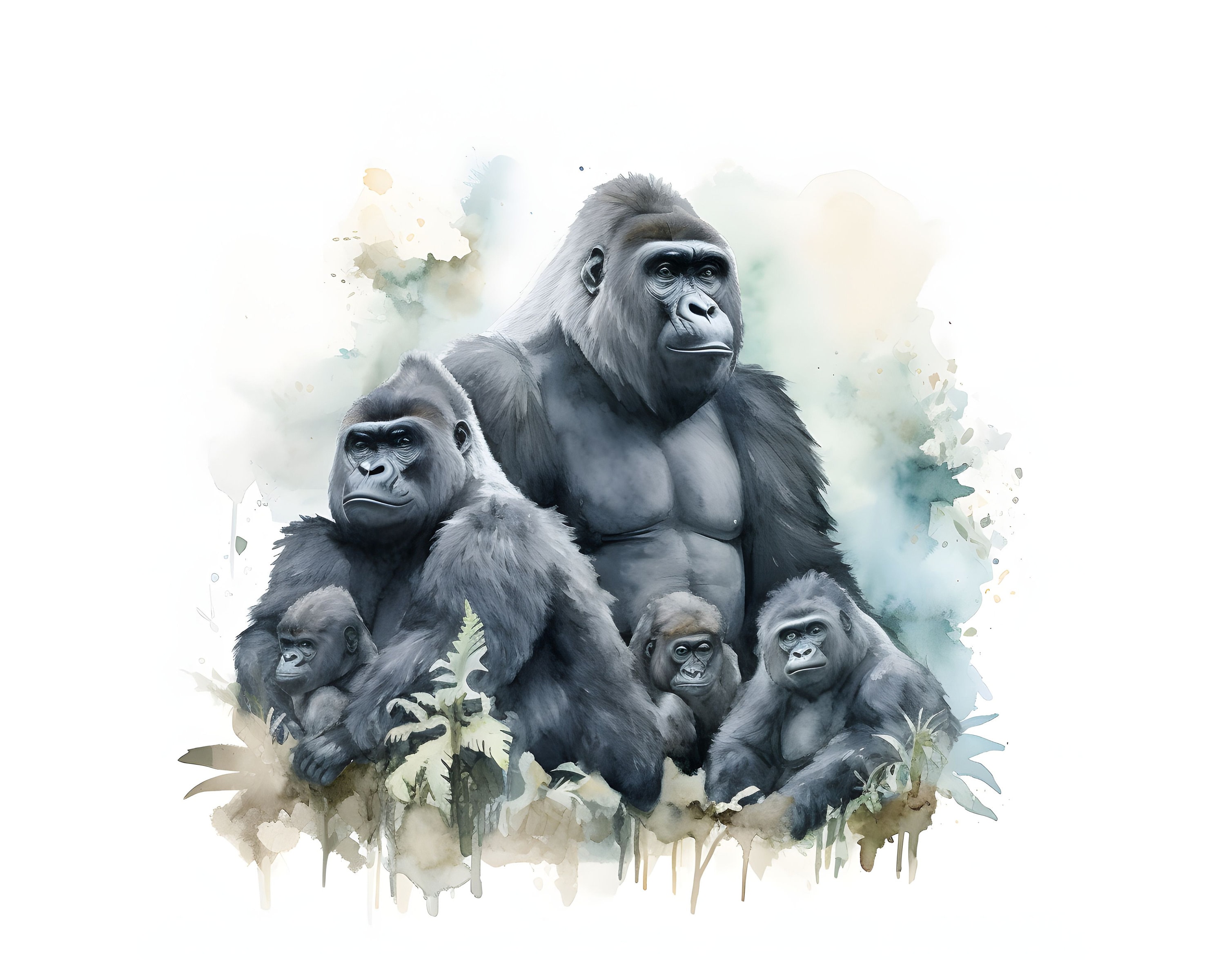 Silverback Gorilla Clipart 12 High Quality Jpgs Instant Download Card ...