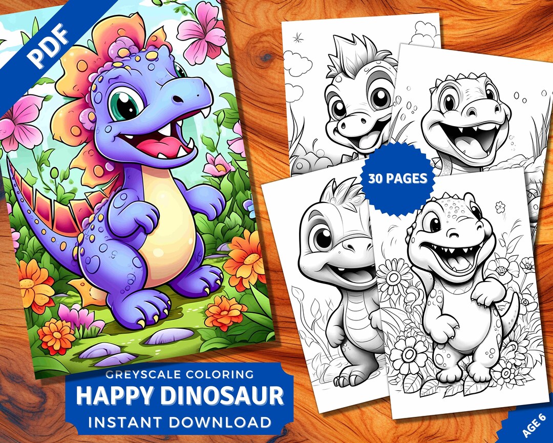 Cute Dinosaur Coloring Pages Printable Activity Book for Kids With Fun ...
