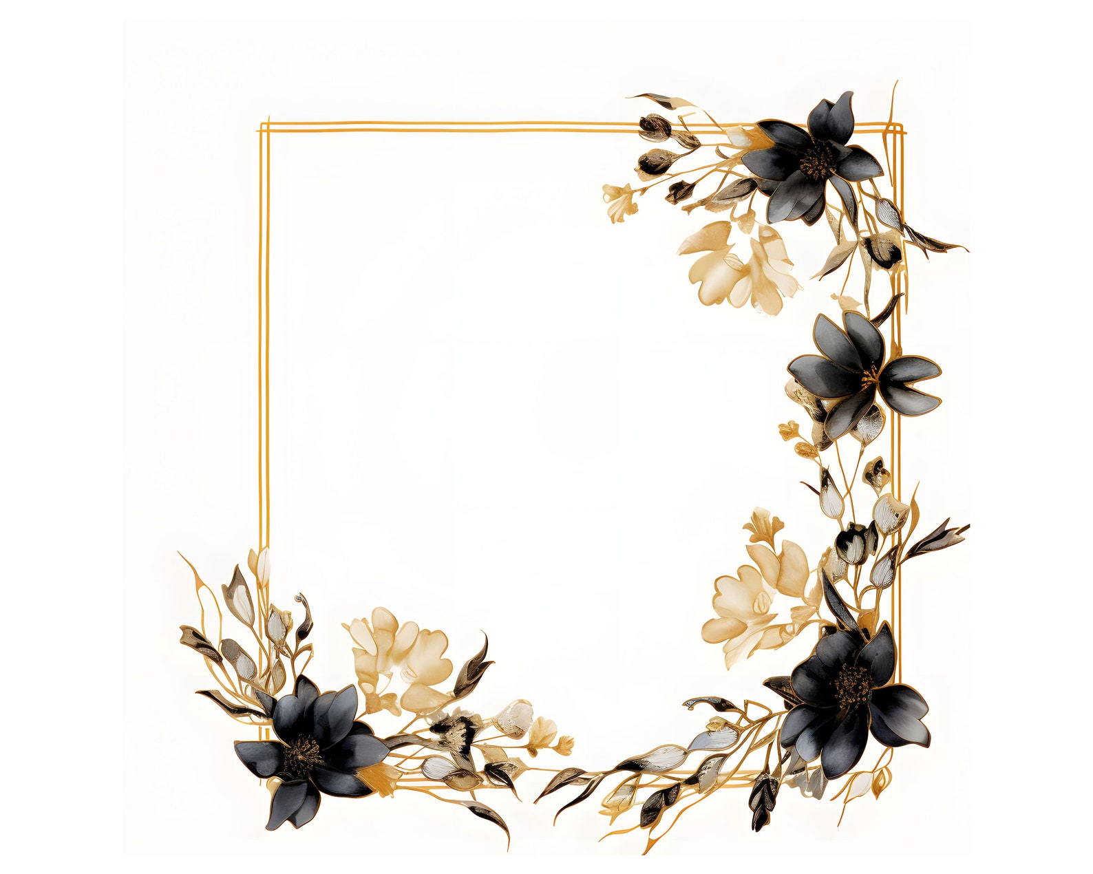 Black and Gold Frames Clipart 12 High Quality Jpgs Instant Download ...