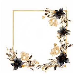 Black and Gold Frames Clipart - 12 High Quality Jpgs - Instant Download ...