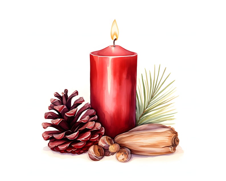 Red Candle Clipart - 12 High Quality Jpgs - Instant Download - Card ...