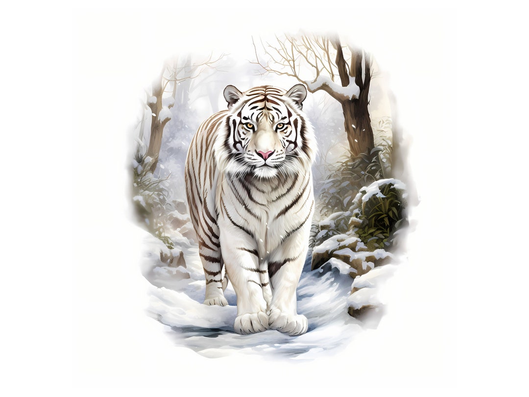 Snow Tiger Clipart - 12 High Quality Jpgs - Instant Download - Card ...