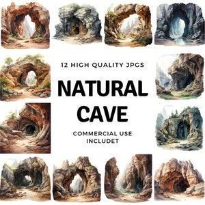 Natural Cave Clipart - 12 High Quality Jpgs - Instant Download - Card ...
