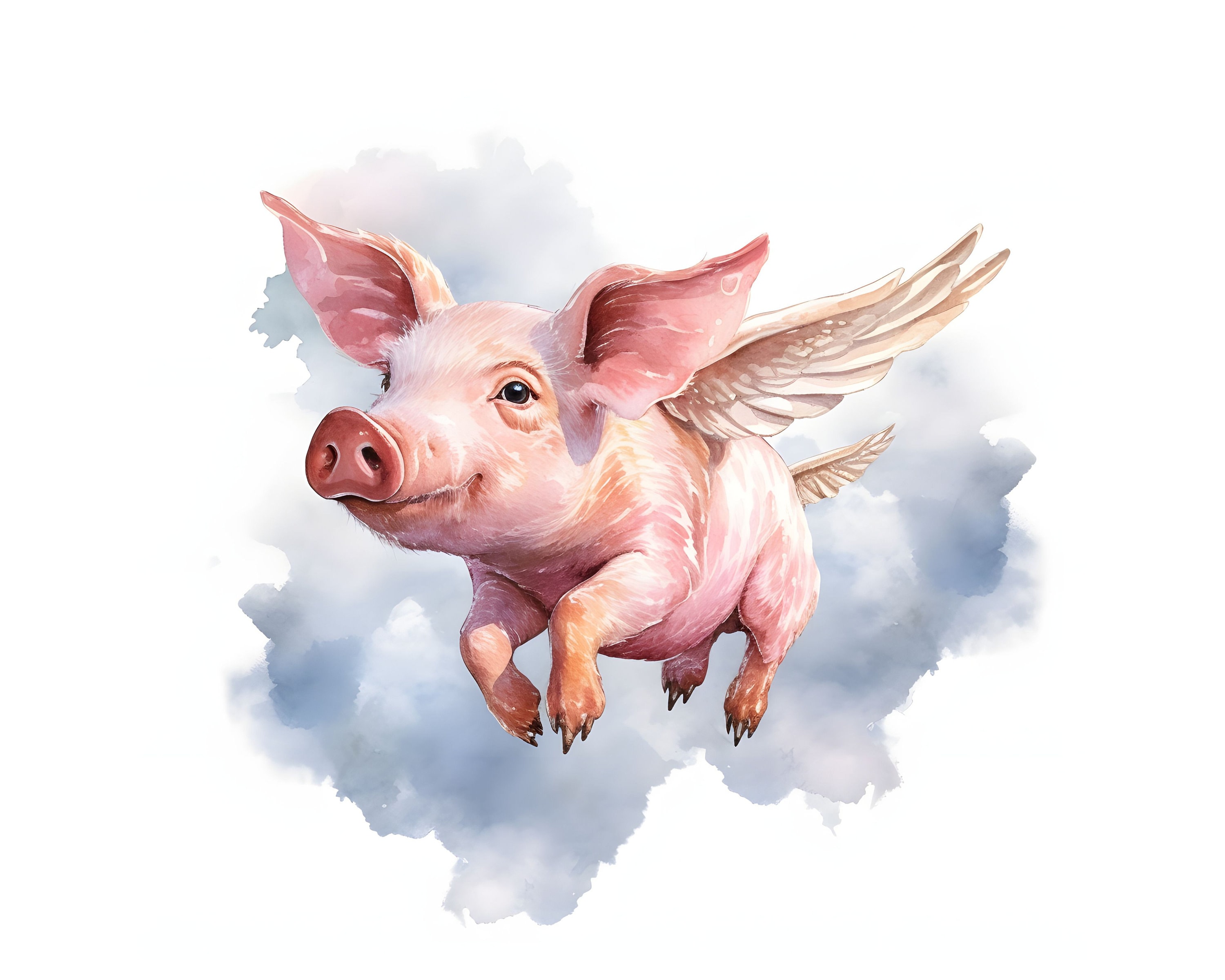 Flying Pink Pig Clipart - 12 High Quality Jpgs - Instant Download ...