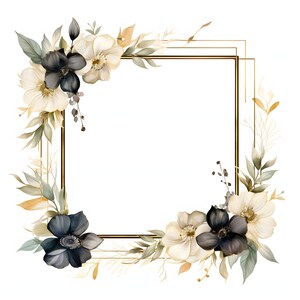 Black and Gold Frames Clipart - 12 High Quality Jpgs - Instant Download ...